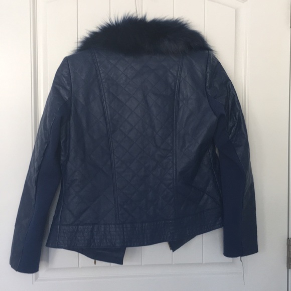 IMAN | Jackets & Coats | Blue Leather Iman Jacket | Poshmark